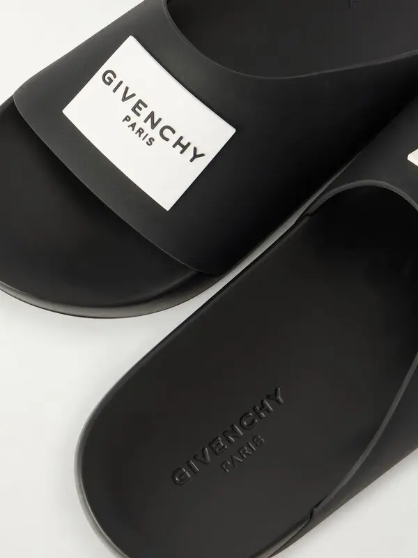 Givenchy Logo Rubber Slides - Black
