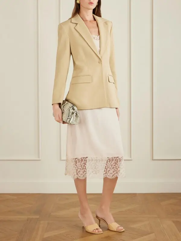 Staud Bea Patent-leather Mules - Neutrals