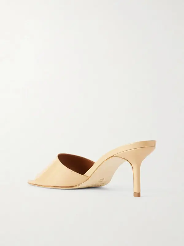 Staud Bea Patent-leather Mules - Neutrals