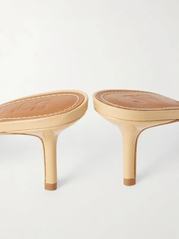 Staud Bea Patent-leather Mules - Neutrals