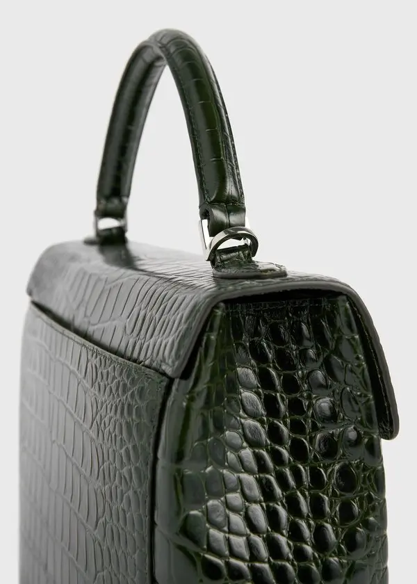 TOTEME Clip Croco-embossed Top Handle Bag