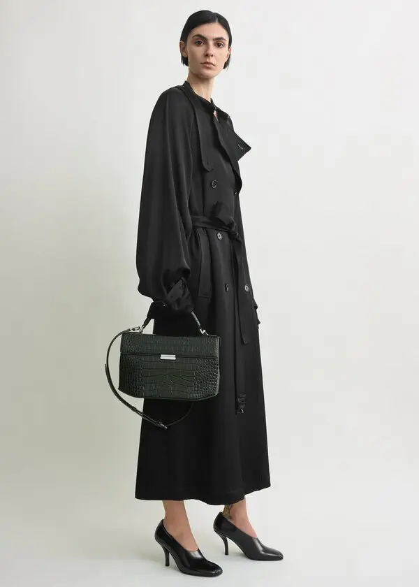 TOTEME Clip Croco-embossed Top Handle Bag - Green