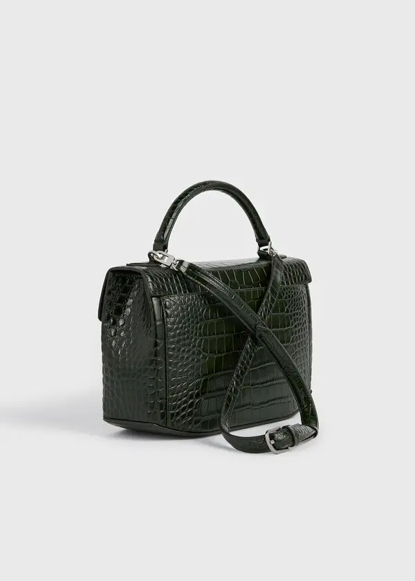 TOTEME Clip Croco-embossed Top Handle Bag - Green