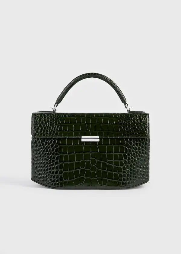 TOTEME Clip Croco-embossed Top Handle Bag - Green