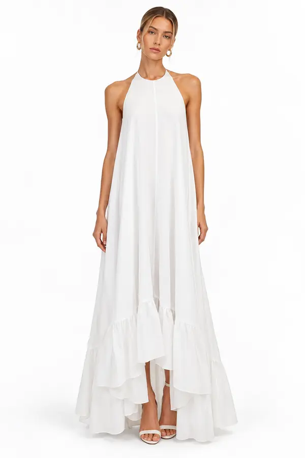 Azeeza Sadie Halter Gown - White