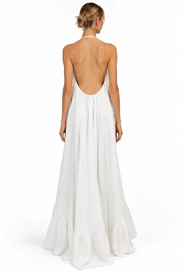 Azeeza Sadie Halter Gown - White