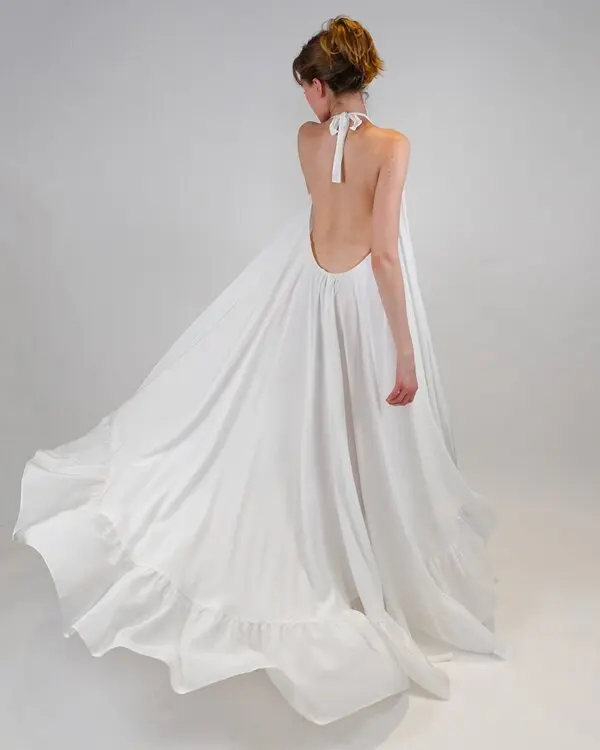 Azeeza Sadie Halter Gown - White