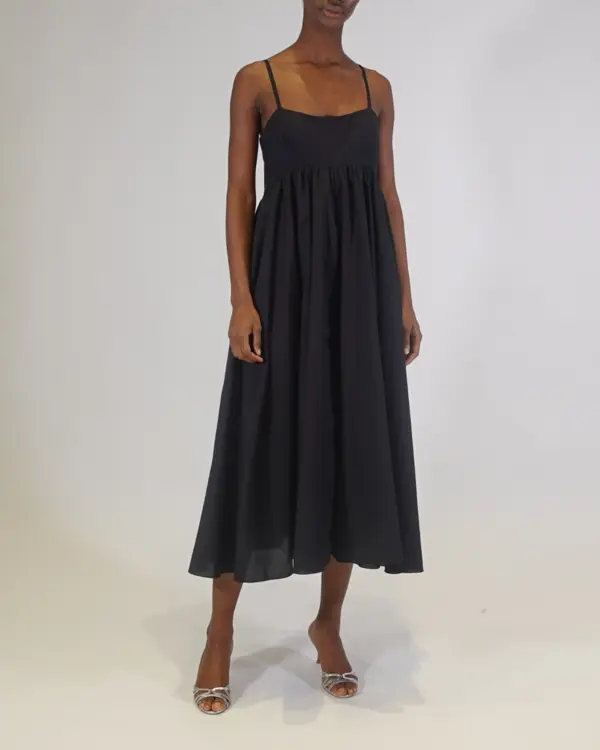 Azeeza Rachel Poplin Midi Dress - Black