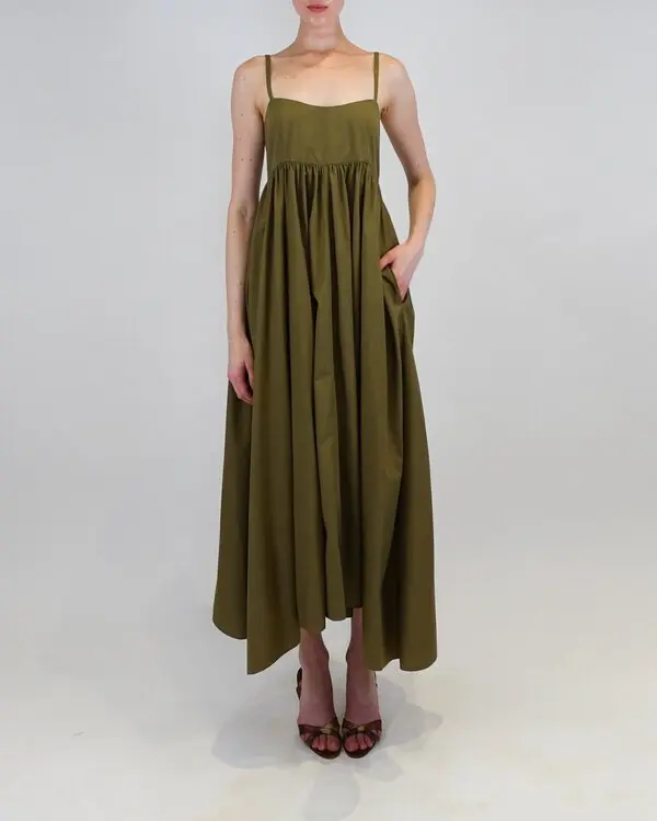 Azeeza Rachel Poplin Midi Dress - Olive