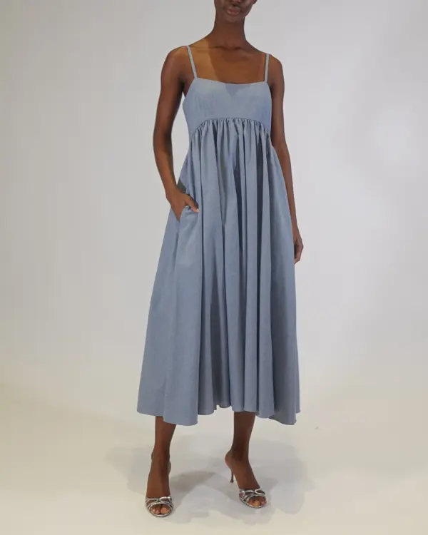 Azeeza Rachel Chambray Midi Dress - Medium Denim
