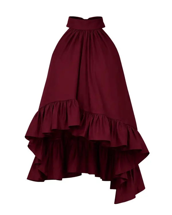 Azeeza Plath Poplin Top - Wine