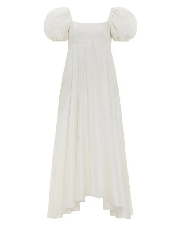 Azeeza Rory Raw Silk Midi Dress - White