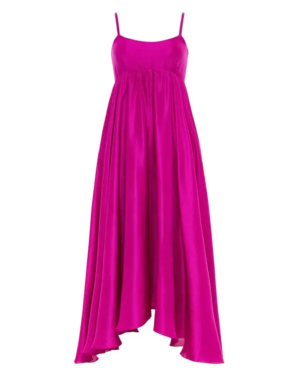 Azeeza Rachel Raw Silk Midi - Magenta