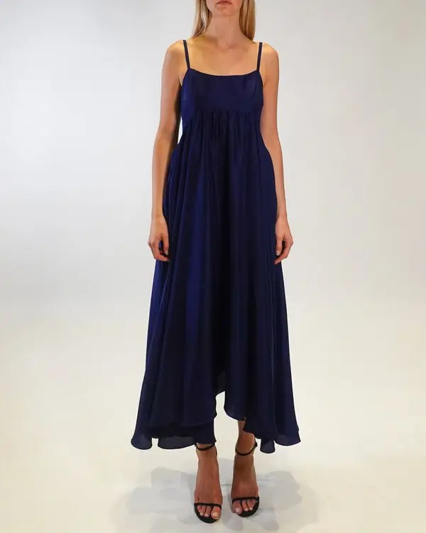 Azeeza Rachel Raw Silk Midi - Navy