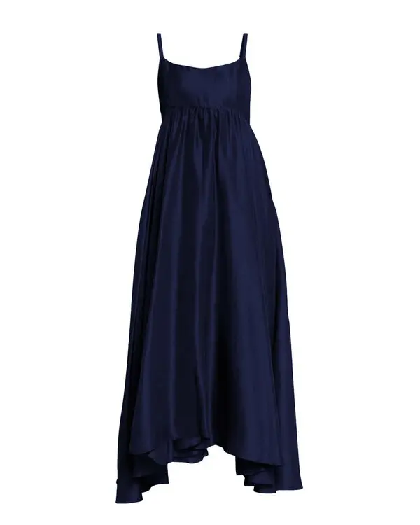 Azeeza Rachel Raw Silk Midi - Navy