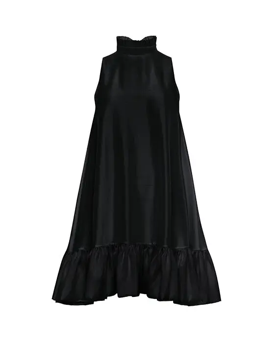 Azeeza Alcott Raw Silk Mini Dress - Black
