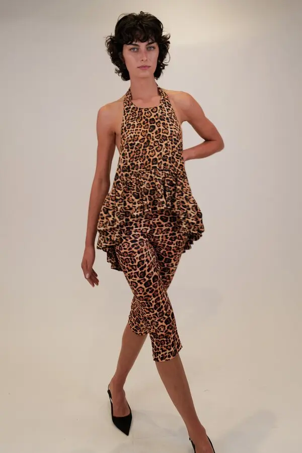 Azeeza Winston Raw Silk Top - Leopard