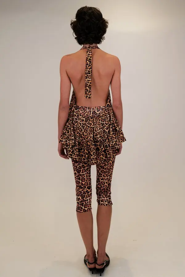 Azeeza Winston Printed Raw Silk Top - Leopard