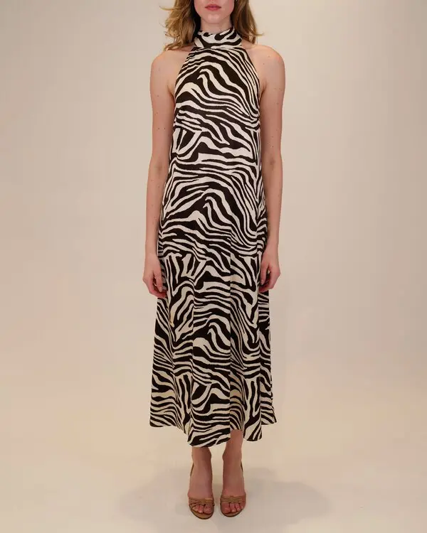 Azeeza Meera Printed Midi Dress - Zebra