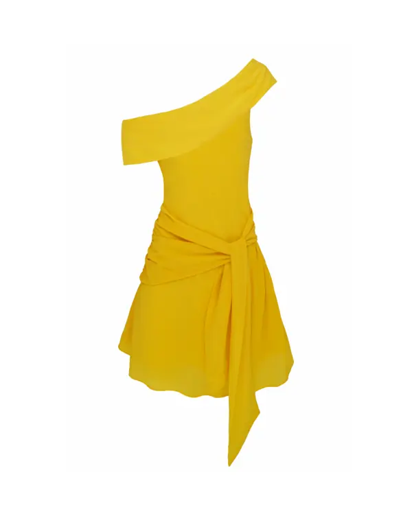 Azeeza Kavari Satin Mini Dress - Canary