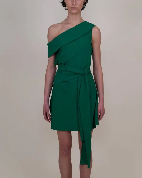 Azeeza Kavari Satin Mini Dress - Emerald