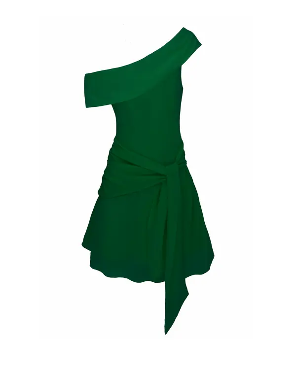 Azeeza Kavari Satin Mini Dress - Emerald
