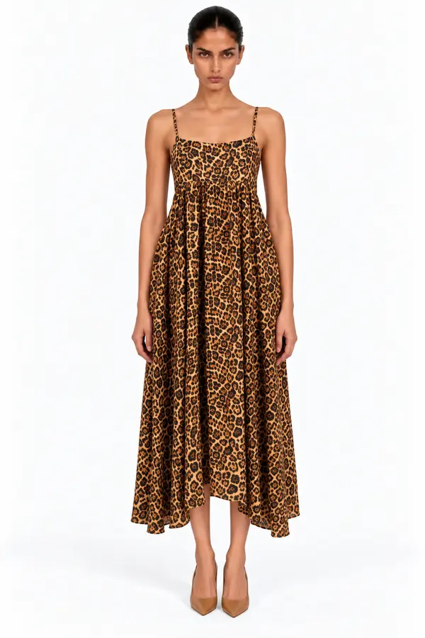 Azeeza Rachel Printed Midi Dress - Leopard