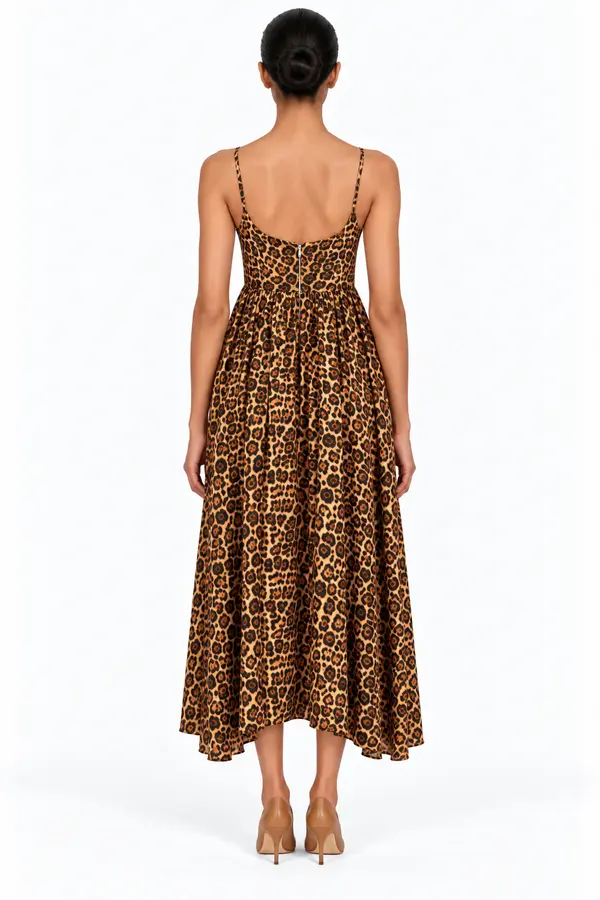 Azeeza Rachel Printed Midi Dress - Leopard