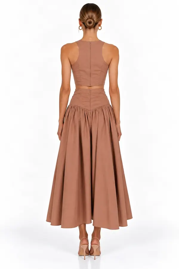 Azeeza Lina Stretch Poplin Top - Mocha