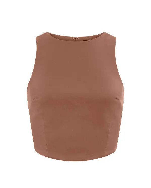 Azeeza Lina Stretch Poplin Top - Mocha