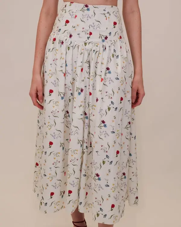 Azeeza Noora Poplin Midi Skirt - Multi Floral