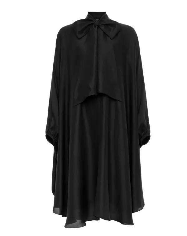 Azeeza Emlyn Raw Silk Midi Dress - Black