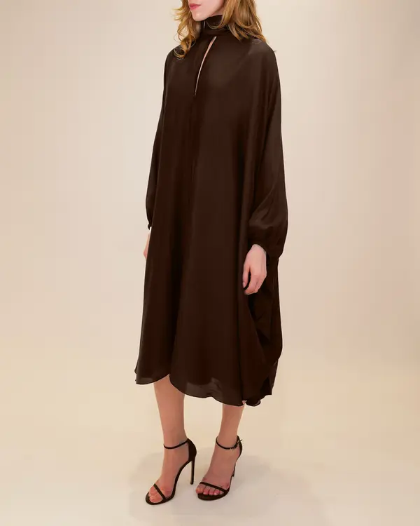 Azeeza Emlyn Raw Silk Midi Dress - Black
