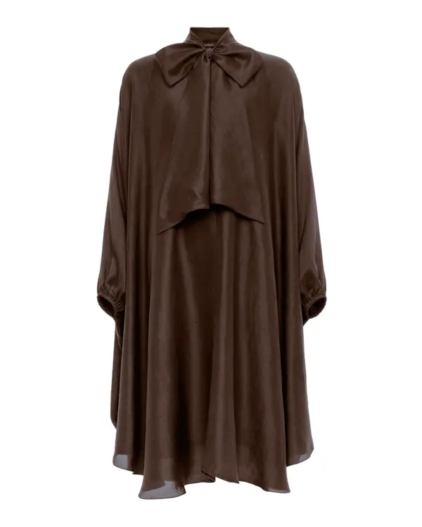 Azeeza Emlyn Raw Silk Midi Dress - Black