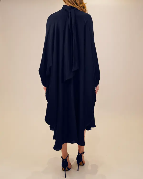 Azeeza Emlyn Raw Silk Midi Dress - Black