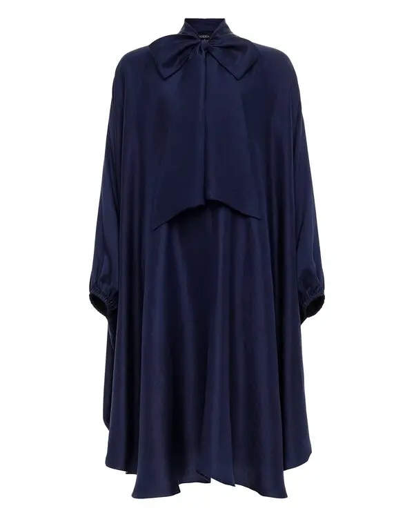 Azeeza Emlyn Raw Silk Midi Dress - Navy