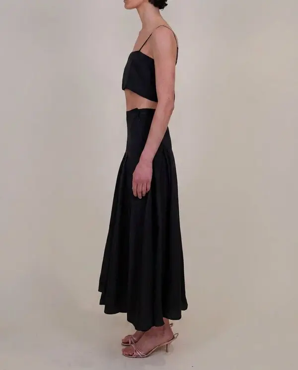 Azeeza Walton Satin Top - Black