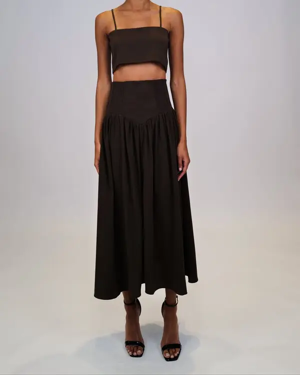 Azeeza Walton Satin Top - Black