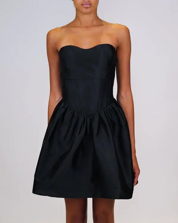 Azeeza Naina Taffeta Mini Dress - Black