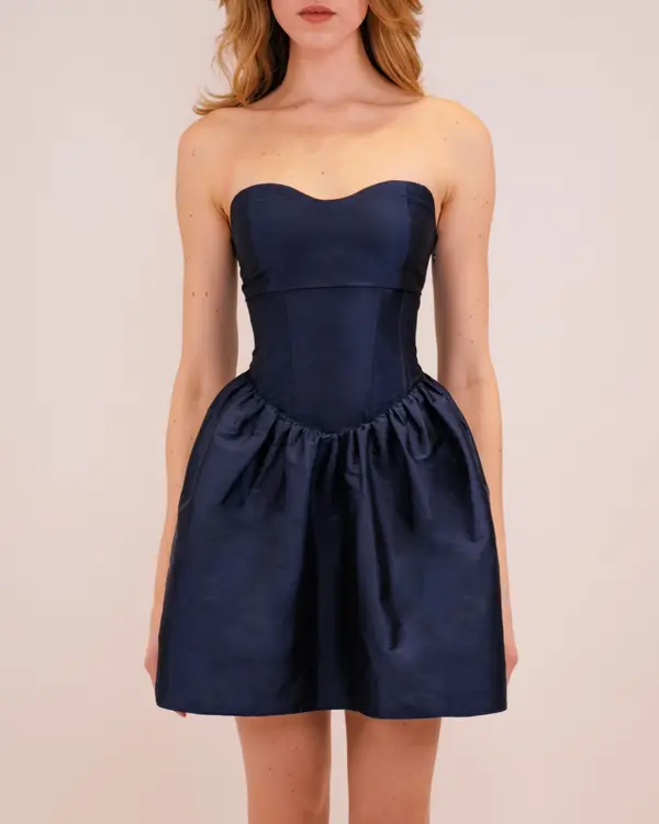 Azeeza Naina Taffeta Mini Dress - Navy