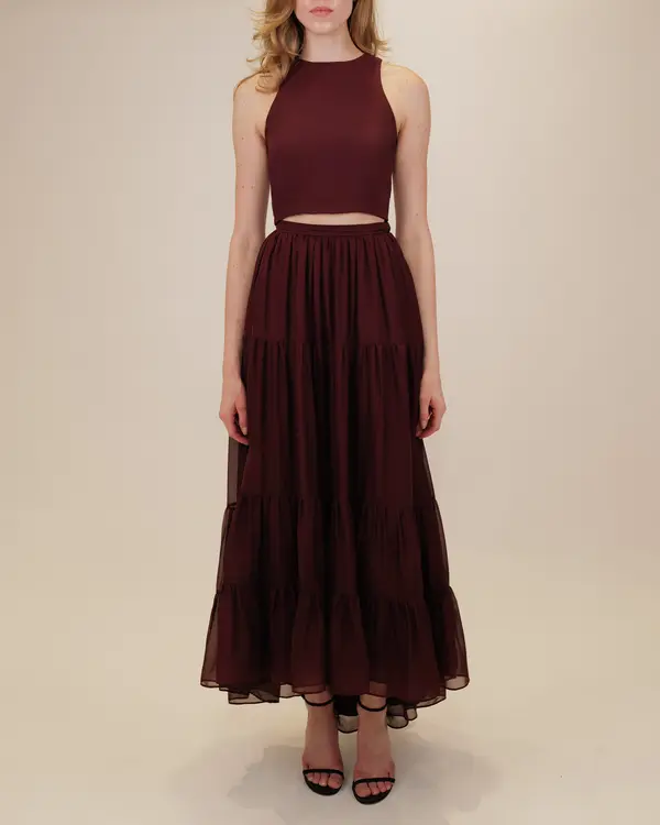 Azeeza Lina Satin Top - Wine
