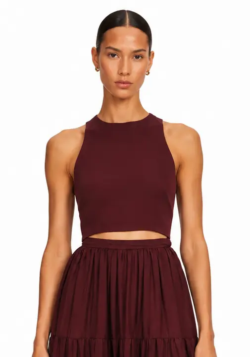 Azeeza Lina Satin Top - Wine