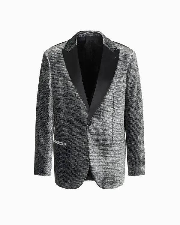 Giorgio Armani Giorgio’s Single-breasted Tuxedo Jacket In Micro Devoré Velvet