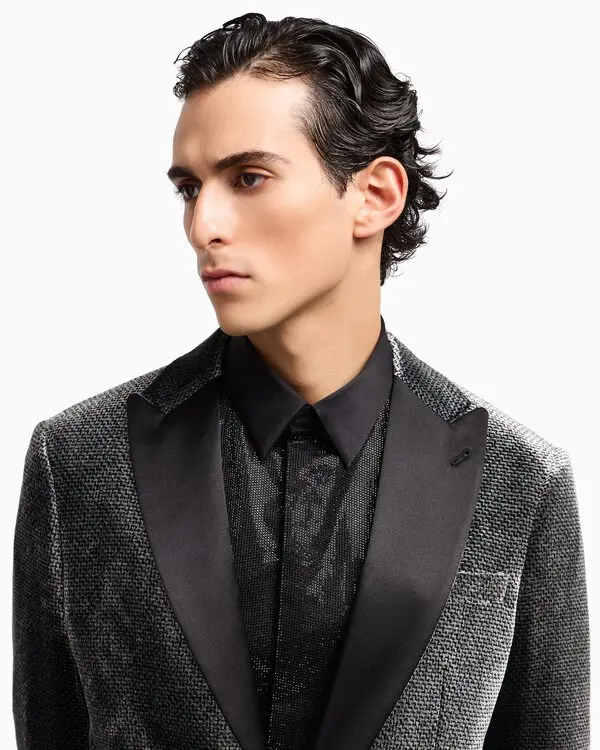 Giorgio Armani Giorgio’s Single-breasted Tuxedo Jacket In Micro Devoré Velvet