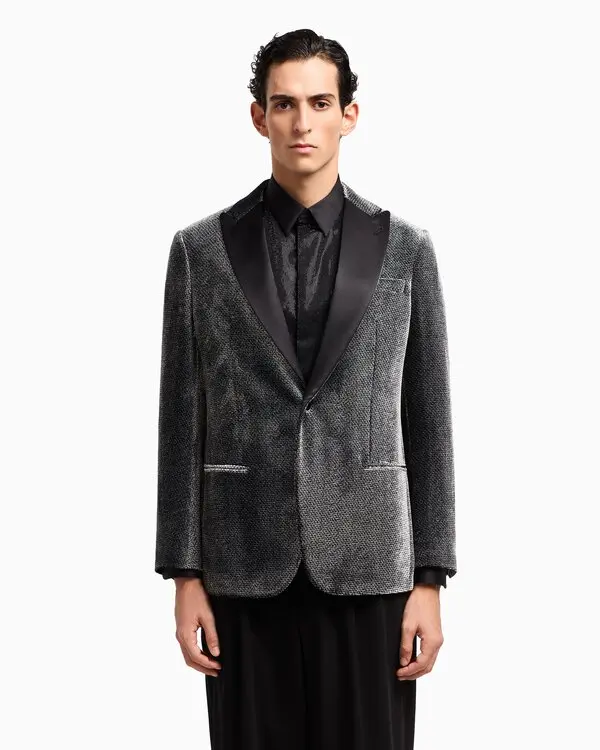 Giorgio Armani Giorgio’s Single-breasted Tuxedo Jacket In Micro Devoré Velvet