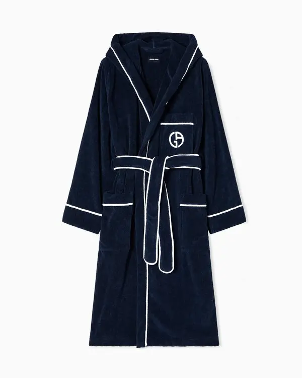 Giorgio Armani Cotton Terry Bathrobe - Navy Blue