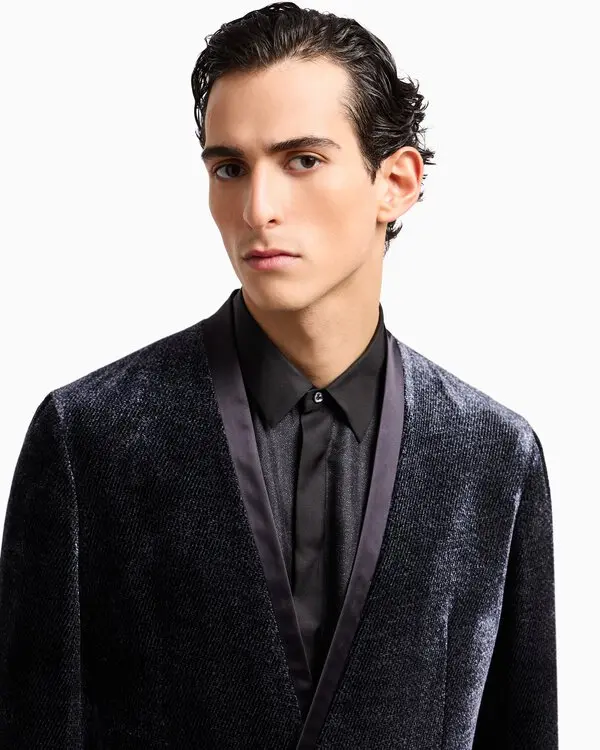 Giorgio Armani Giorgio’s Double-breasted Tuxedo Jacket In Micro Devoré Velvet