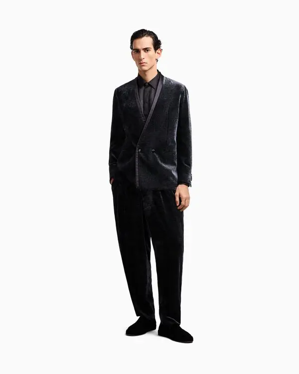 Giorgio Armani Giorgio’s Double-breasted Tuxedo Jacket In Micro Devoré Velvet