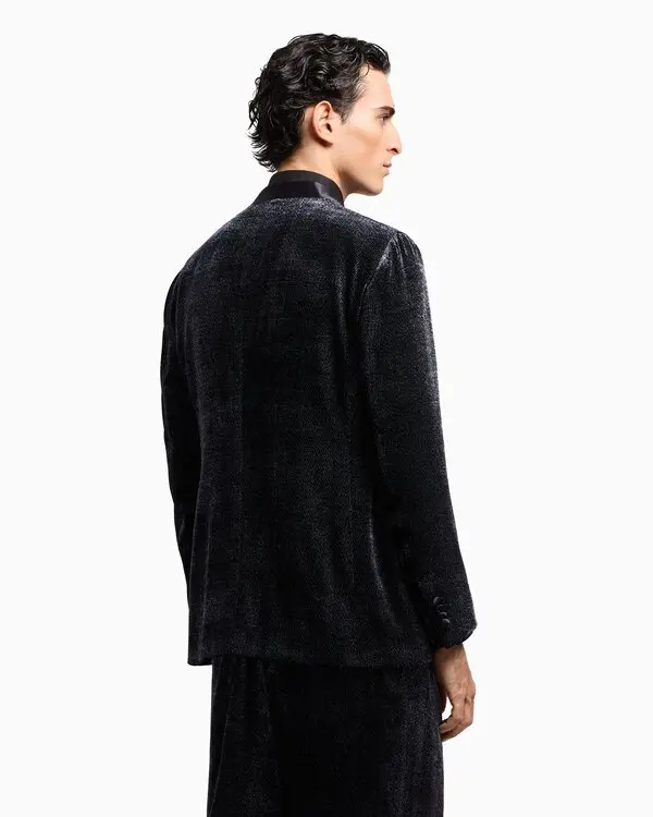 Giorgio Armani Giorgio’s Double-breasted Tuxedo Jacket In Micro Devoré Velvet