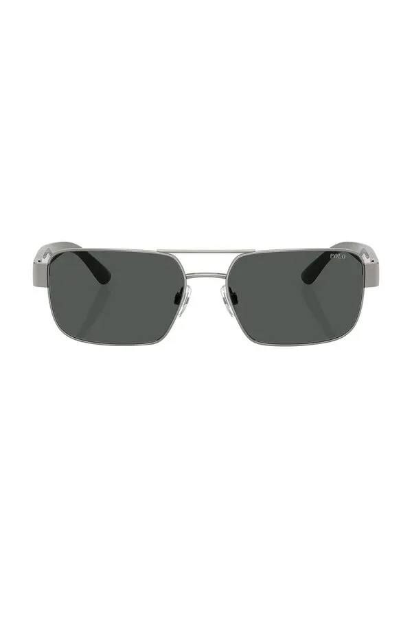 Polo Ralph Lauren Rectangle Sunglasses - Bushed Gunmetal$ Dark Grey
